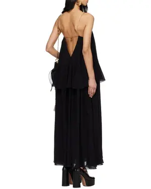 Chloé Sleeveless Layered Maxi Dress With Metal Chain Straps