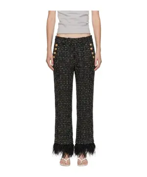 Marissa Chiara Sequined Trousers With Feather Detailing