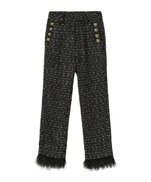 Marissa Chiara Sequined Trousers With Feather Detailing