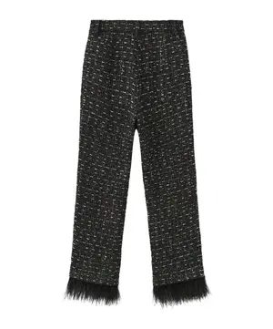 Marissa Chiara Sequined Trousers With Feather Detailing
