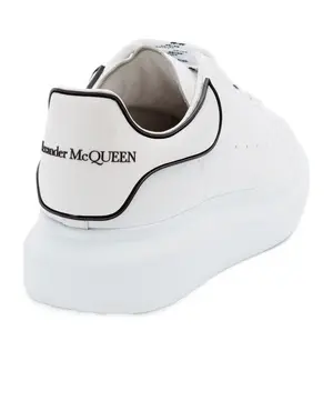 Alexander McQueen Oversized Lace-up Leather Sneakers - White/black