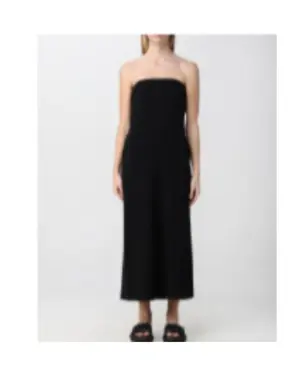 Theory Strapless Maxi Dress With Side Slit And Open Back - Black