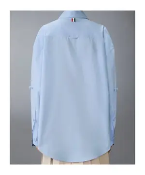 Thom Browne Oversized Poplin Crest Embroidery Shirt - Light Blue