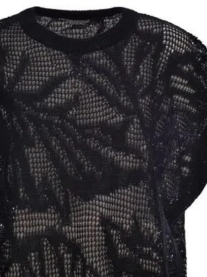 Brunello Cucinelli Openwork Knit T-shirt With Sequins