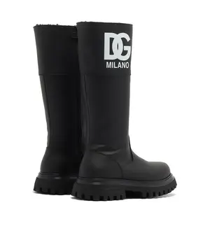 Dolce & Gabbana Logo Print Knee High Boots