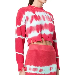 MSGM Distressed Tie-dye Knit Pullover