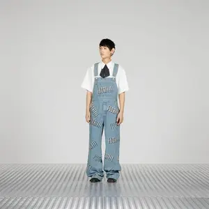 Gucci Graphic Printed Denim Dungaree - Light Blue