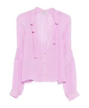 Alberta Ferretti Long Sleeve Button-down Shirt With Tie Detail