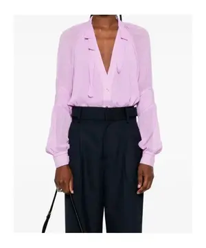 Alberta Ferretti Long Sleeve Button-down Shirt With Tie Detail