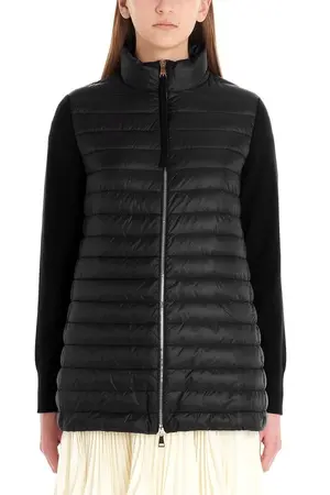 Moncler Logo Patch Down Jacket With Stand Collar And Zip-up Closure