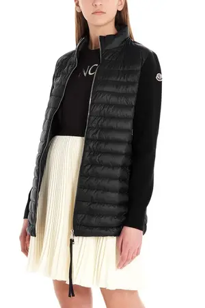 Moncler Logo Patch Down Jacket With Stand Collar And Zip-up Closure