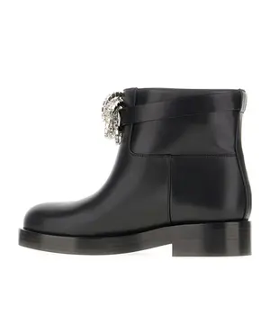 MACHMACH Leather Ankle Boots With Jewel Detail