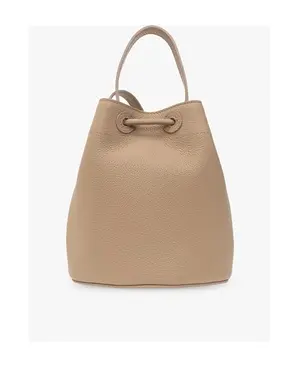 Burberry Logo Plaque Drawstring Bucket Bag - Nude