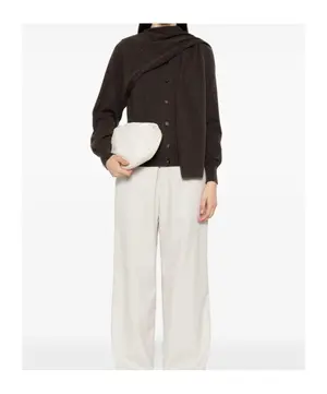 FERRAGAMO Knitted Cardigan With Scarf Detail - Black