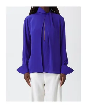 TOM FORD Long Sleeved Satin Blouse - Clematis Blue