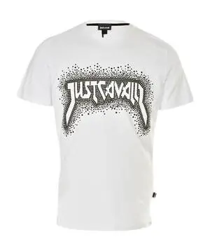 Just Cavalli Logo Polka Dot Short Sleeve T-shirt - White