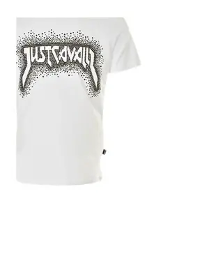 Just Cavalli Logo Polka Dot Short Sleeve T-shirt - White
