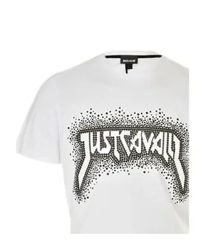 Just Cavalli Logo Polka Dot Short Sleeve T-shirt - White