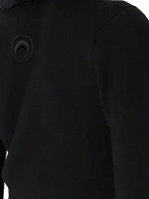 MARINE SERRE Wool Cropped Cardigan With Lapel Collar - Black
