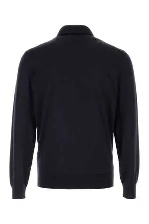 Zegna Cashseta Logo Knitted Polo Shirt - Black