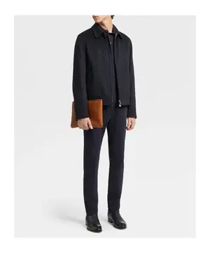 Zegna Cashseta Logo Knitted Polo Shirt - Black