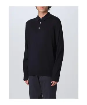 Zegna Cashseta Logo Knitted Polo Shirt - Black