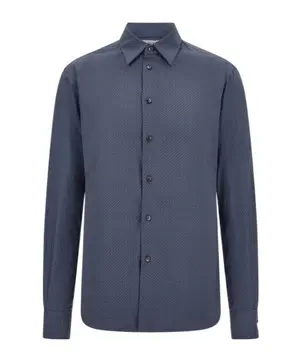FERRAGAMO Micro-patterned Shirt - Graphite/matte Surface