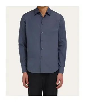 FERRAGAMO Micro-patterned Shirt - Graphite/matte Surface
