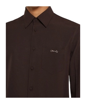 Gucci Horsebit-embellished Twill Shirt - Dark Brown