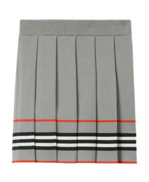 Burberry Icon Stripe Knitted Pleated Miniskirt