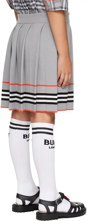 Burberry Icon Stripe Knitted Pleated Miniskirt