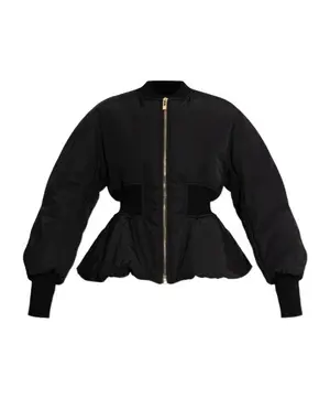 Alaïa Peplum Bomber Jacket - Black