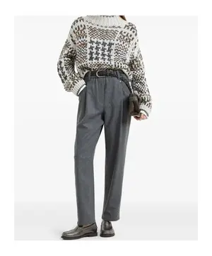 Brunello Cucinelli Monili Detailed Straight Leg Trousers - No