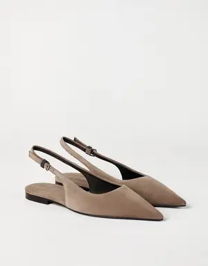 Brunello Cucinelli Slingback Flats With Monili Embellishments - Brown