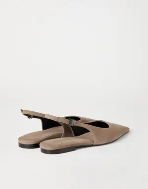 Brunello Cucinelli Slingback Flats With Monili Embellishments - Brown