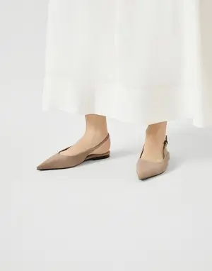 Brunello Cucinelli Slingback Flats With Monili Embellishments - Brown