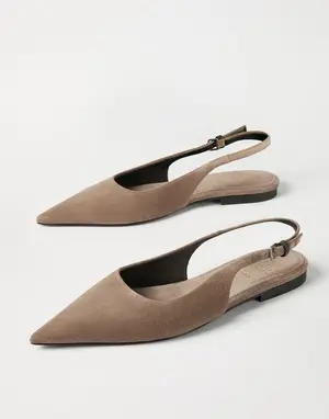 Brunello Cucinelli Slingback Flats With Monili Embellishments - Brown