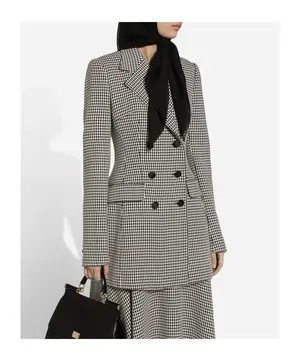 Dolce & Gabbana Double-breasted Houndstooth Blazer - Grey