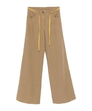 Aspesi Striped Wide-leg Trousers With Buckled Waist