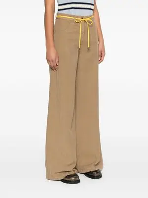 Aspesi Striped Wide-leg Trousers With Buckled Waist