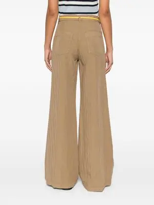 Aspesi Striped Wide-leg Trousers With Buckled Waist