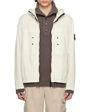 Stone Island Drawstring Hooded Jacket - Ivory