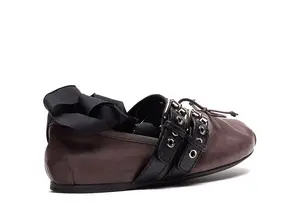 Miu Miu Strappy Ballerina Flats With Bow Detailing - Black