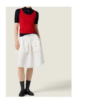 Miu Miu Ribbed Knit Wool Tank Top With Crochet Trim - Red