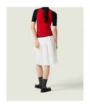 Miu Miu Ribbed Knit Wool Tank Top With Crochet Trim - Red