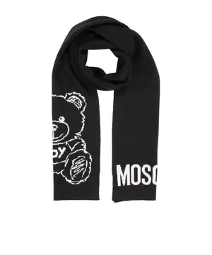 Moschino Teddy Bear Pattern Scarf - Black