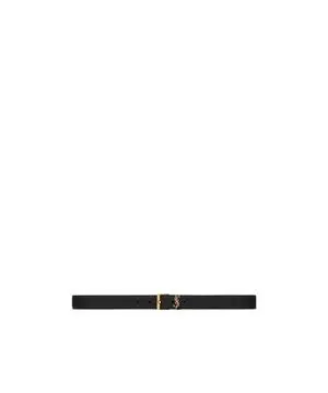 Saint Laurent Cassandre Logo Plaque Belt - Black