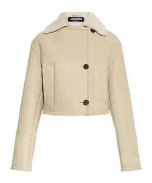 Jacquemus Double-breasted Shearling Coat - Cream