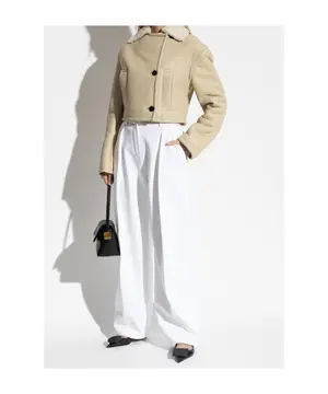 Jacquemus Double-breasted Shearling Coat - Cream
