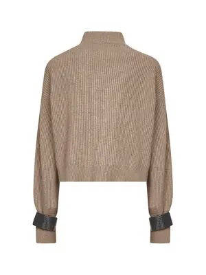 Brunello Cucinelli High Neck Monili Detailed Sweater